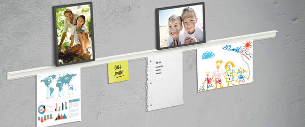 PACK OF 5 Combi Paper & Poster Display Rail & Shelf Kit: 100cm, White ...